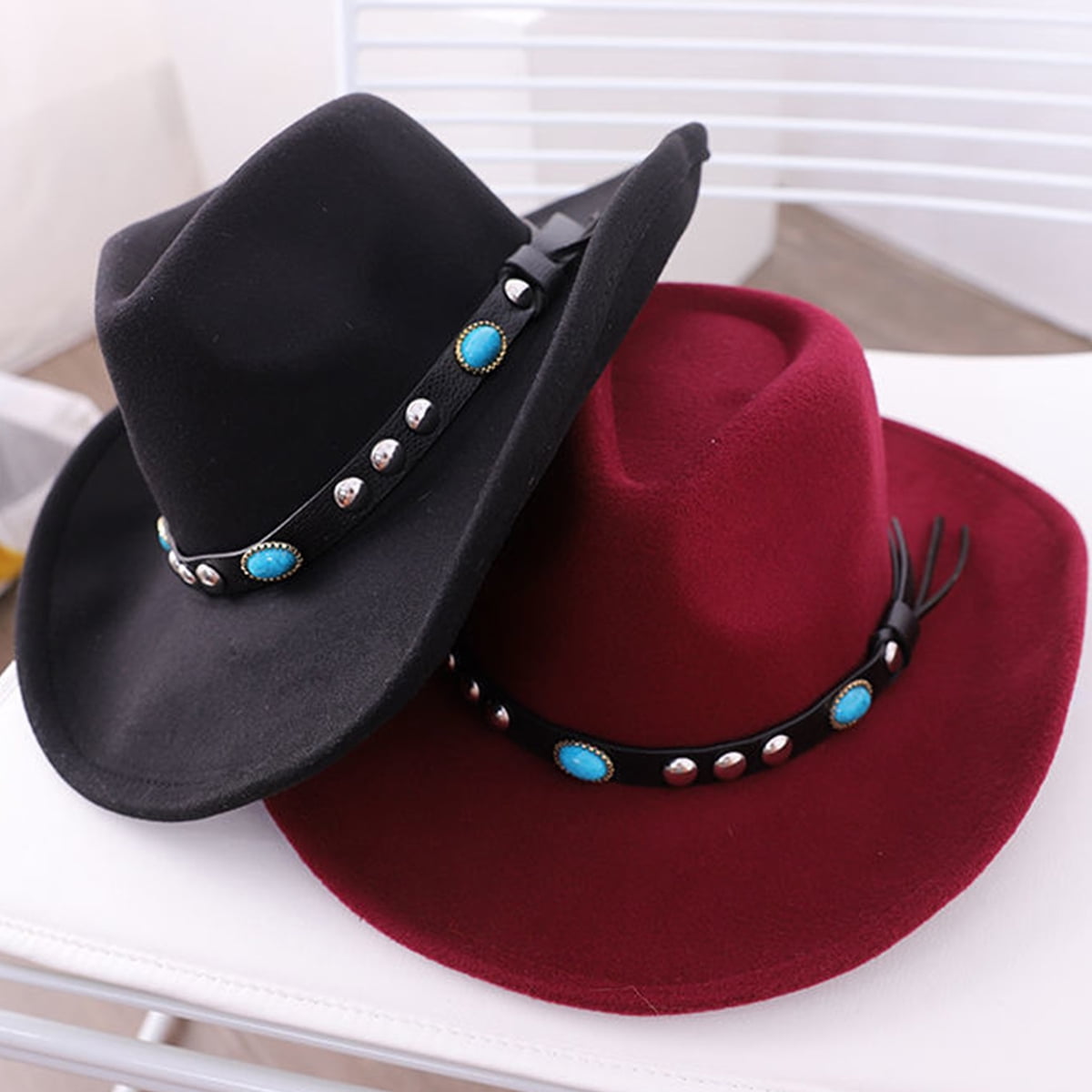 Travelwant Western Cowboy & Cowgirl Hat Pinch Front Wide Brim Style Men ...