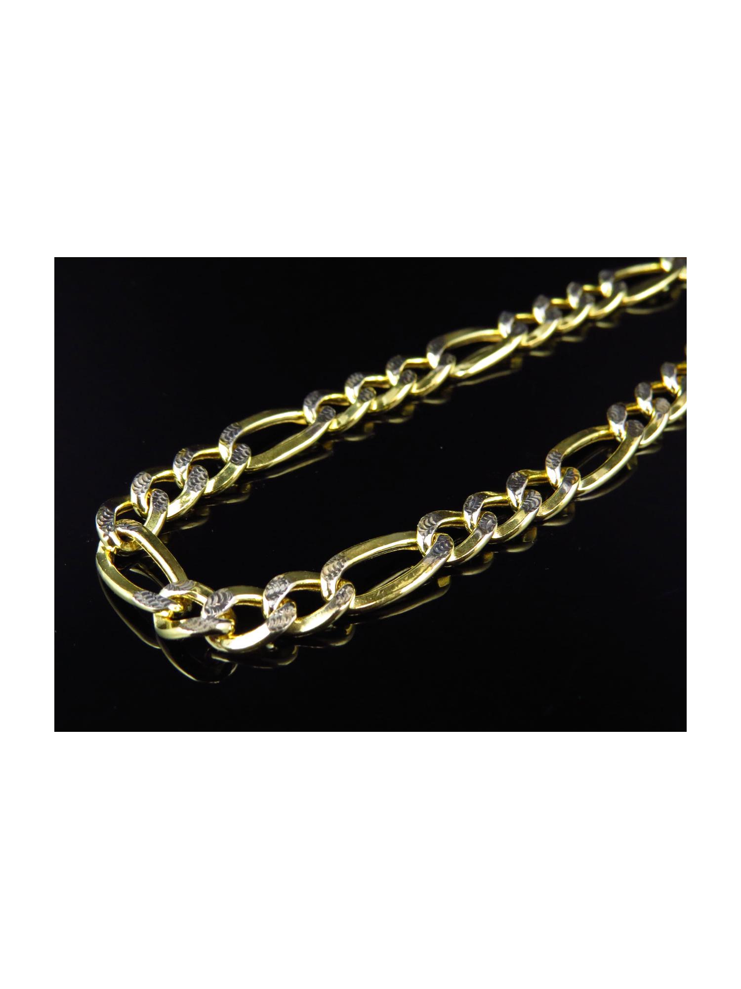 1/10th 10k Yellow Gold Diamond Cut Figaro Style Chain Necklace 6.5 mm ...