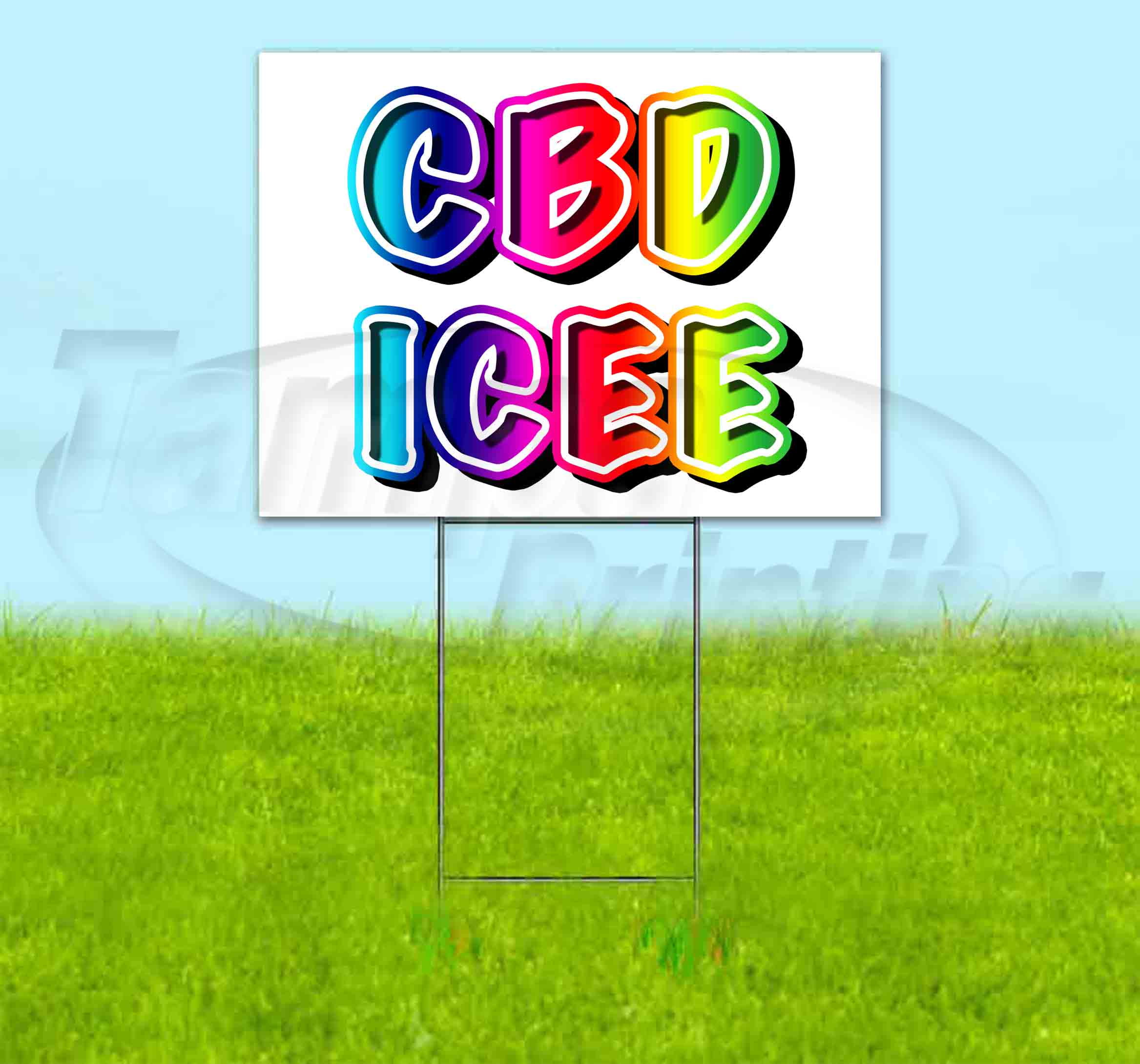 Rainbow V2 Cbd Icee (18" X 24") Yard Sign, Includes Metal Step Stake ...