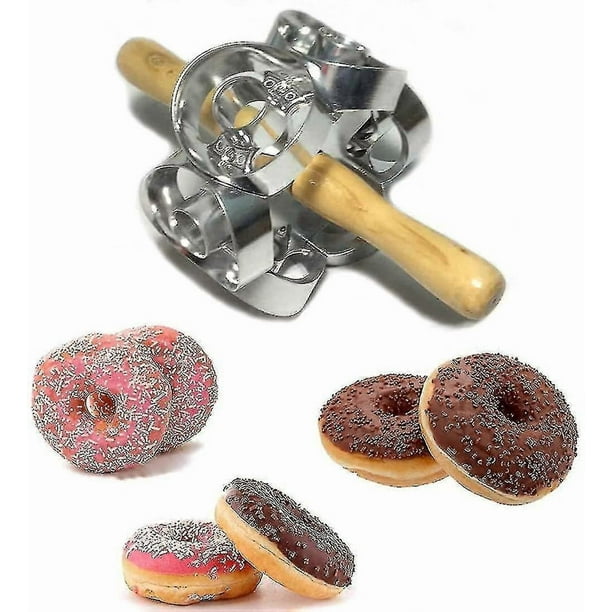 Rotating Donut Cutter Maker Mold Dough Metal Rolling Pin Baking Kitchen ...
