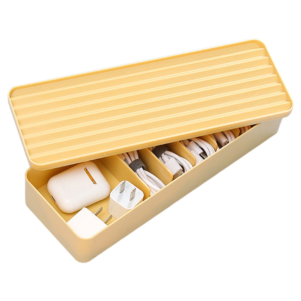 Plastic Cable Organizer Box with Compartments, Desk Accessories Storage ...