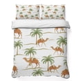 Abstract Brown Camels Palm-trees 3 Pieces Quilt Set,1 Quilt with 2 ...