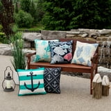 Oceantex 20" x 20" Multi-color Sealife Square Outdoor Throw Pillow ...