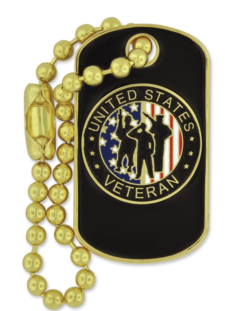PinMart's Patriotic Veteran Dog Tag Key Chain Enamel lapel Pin ...