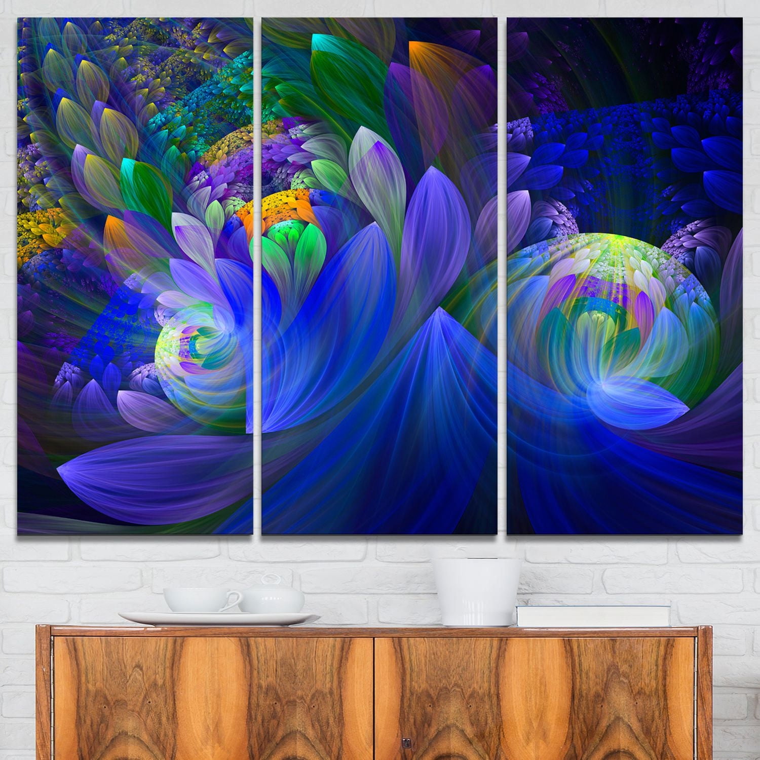 Click here for Designart Design Art Blue Fractal Flower Bouquet F... prices