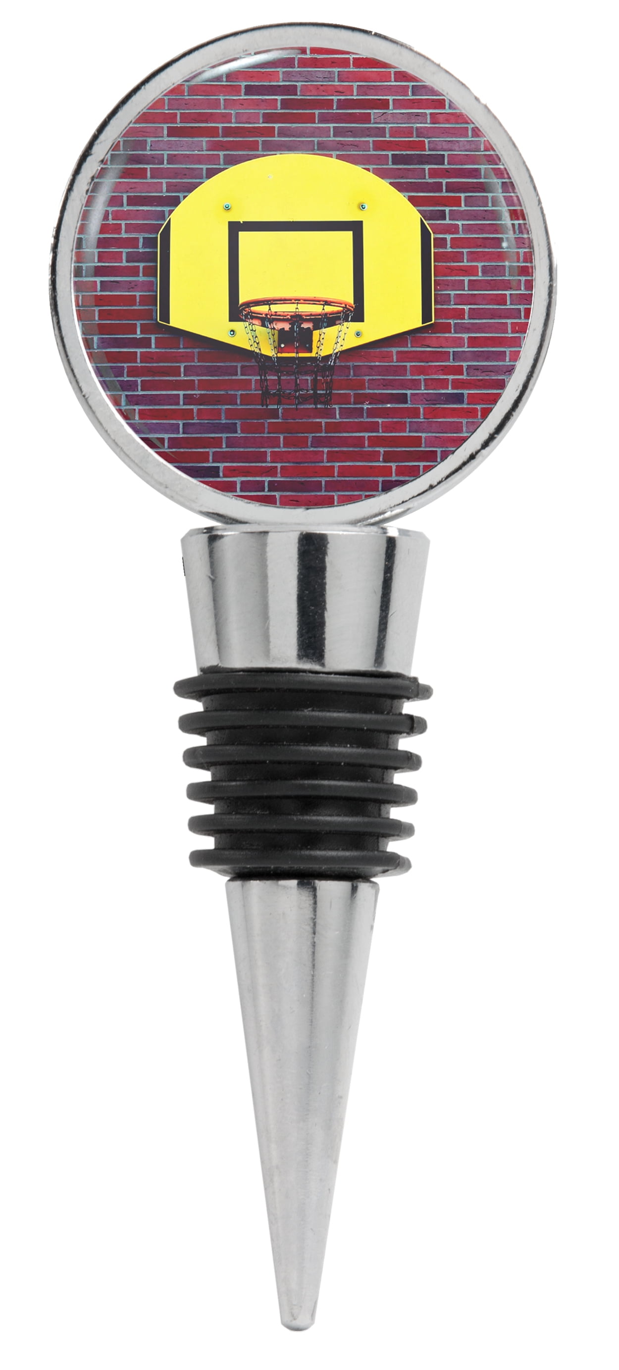 Basketball Hoop Net Against Brick Wall In Bright Yellow Wine Stopper ...