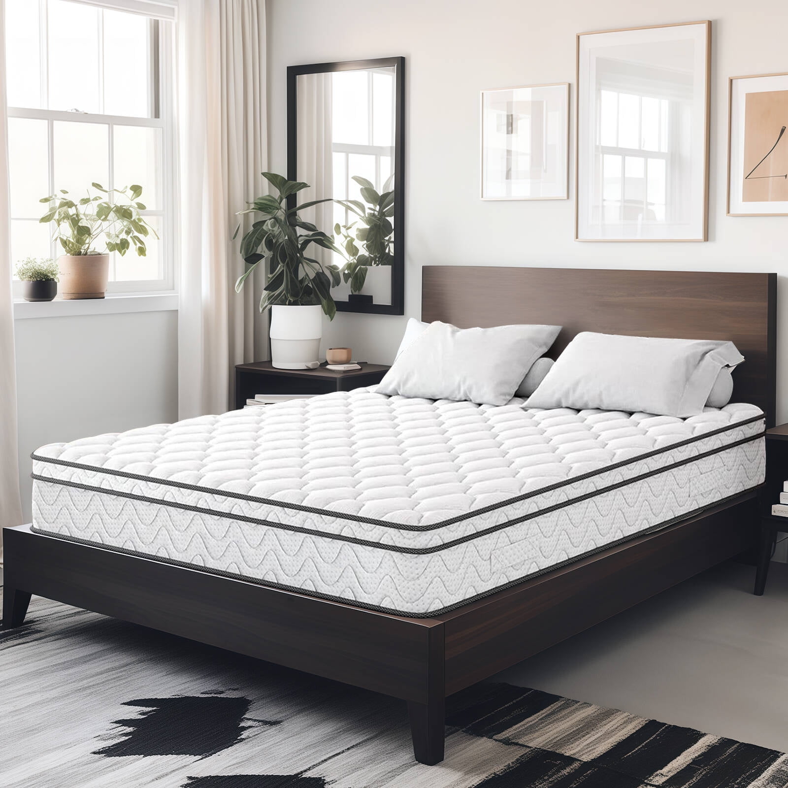 Queen Mattress, 10 Inch Queen Size Memory Foam Innerspring Hybrid ...