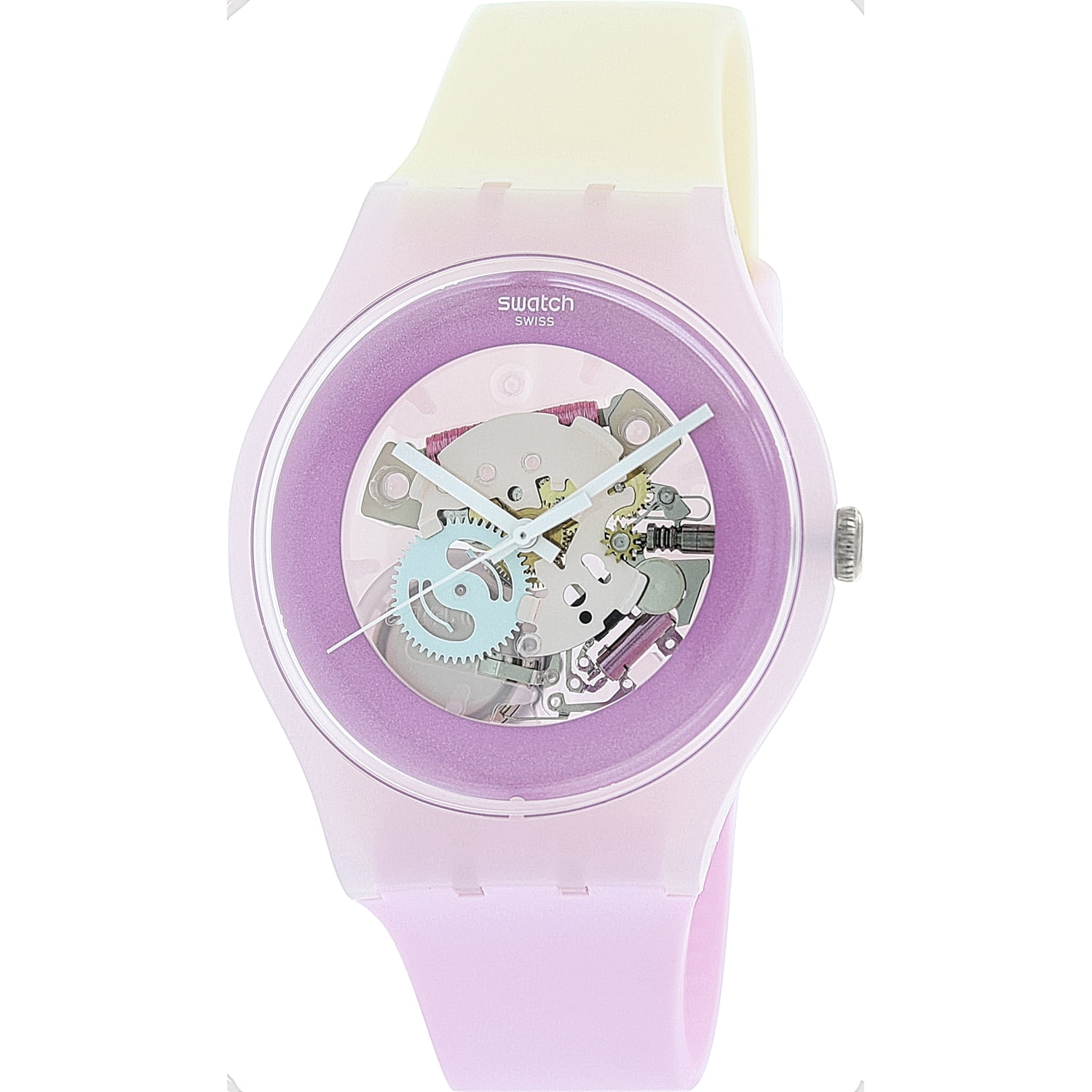 Swatch Women's Originals SUOP101 Pink Rubber Swiss Quartz Fashion Watch ...