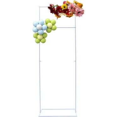 Gymax 7.2 FT Square Wedding Arch Wooden Arbor Backdrop Stand w ...