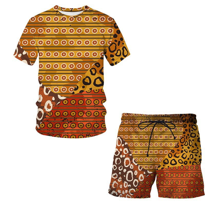 Shirt and Shorts Sets Casual Leopard Print 3D Digital Printing T Shirts ...