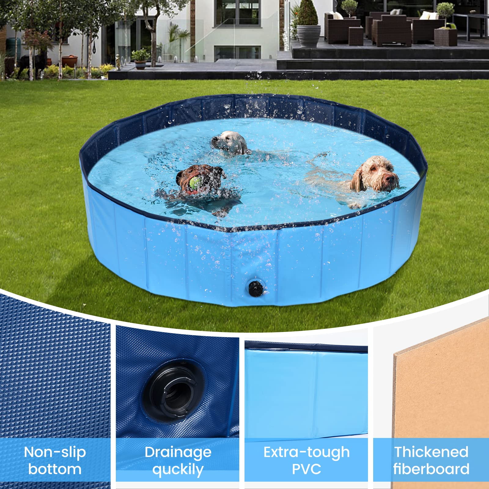 Foldable Dog Pet Bath Pool Collapsible Dog Pet Pool Bathing Tub Kiddie ...