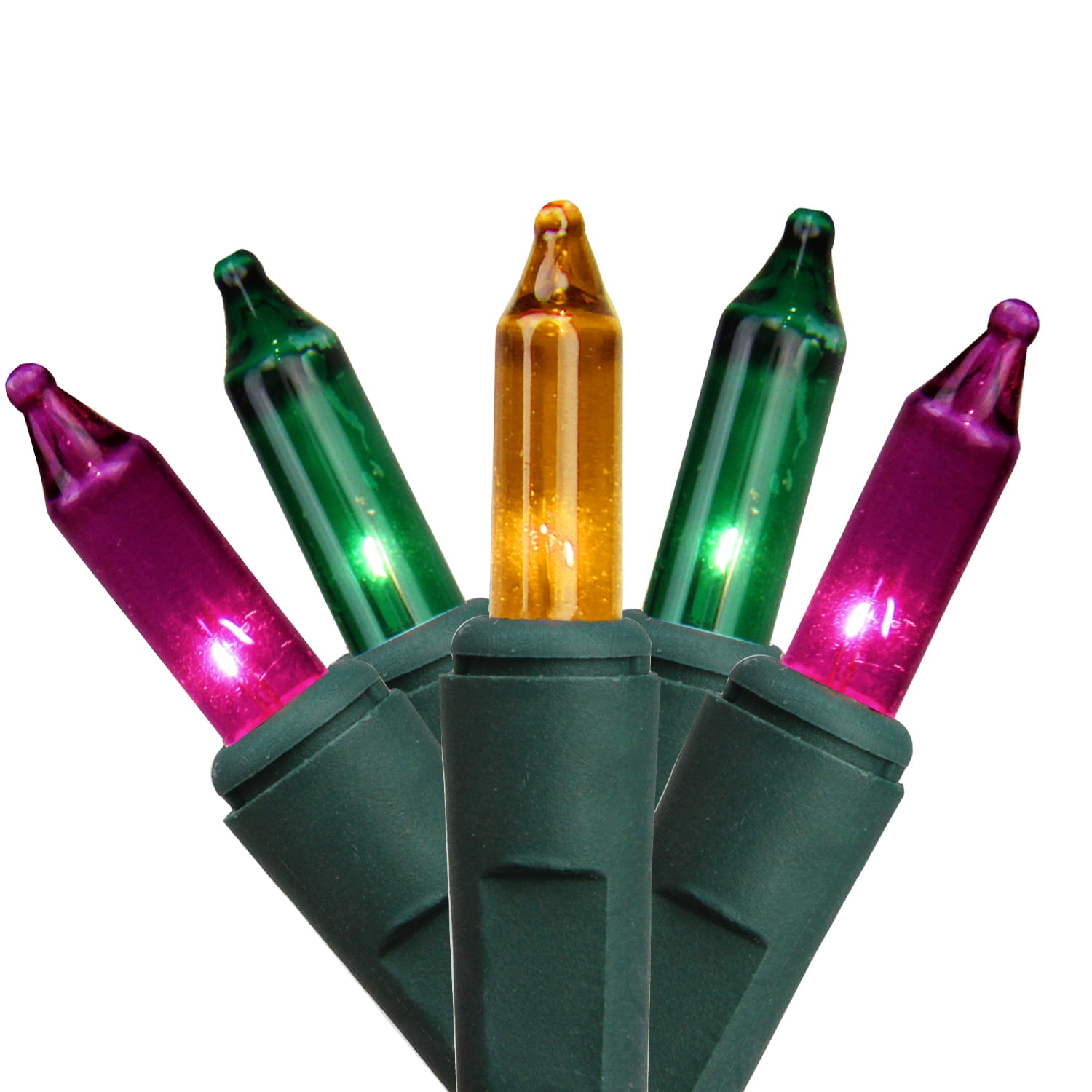 Set of 50 Purple and Gold Mini Mardi Gras Lights - 14.2 ft Green Wire ...