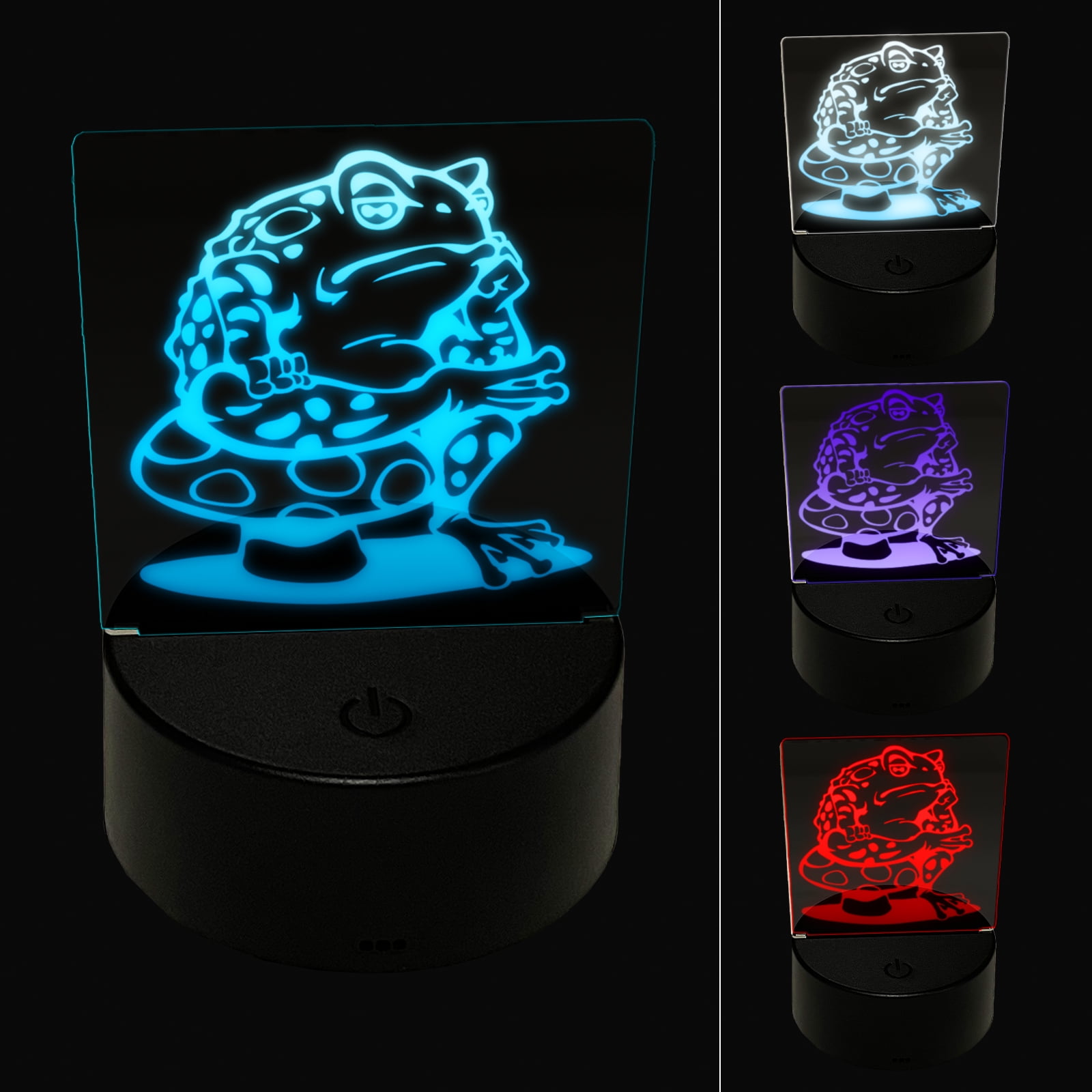 Bored Toad Frog on Toadstool Mushroom LED Night Light Sign 3D Illusion ...