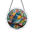 Blue Bird Floral Stained Glass Style Suncatcher Acrylic Window Hanging ...