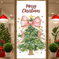 Christmas Tree Design Christmas Banner Pink Bow Holiday Backdrop Gold ...