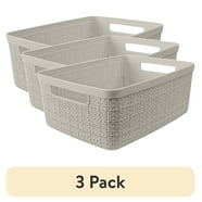 Curver Jute Basket Medium, Resin Plastic Storage Bin, Cool Grey, 4 Pack ...