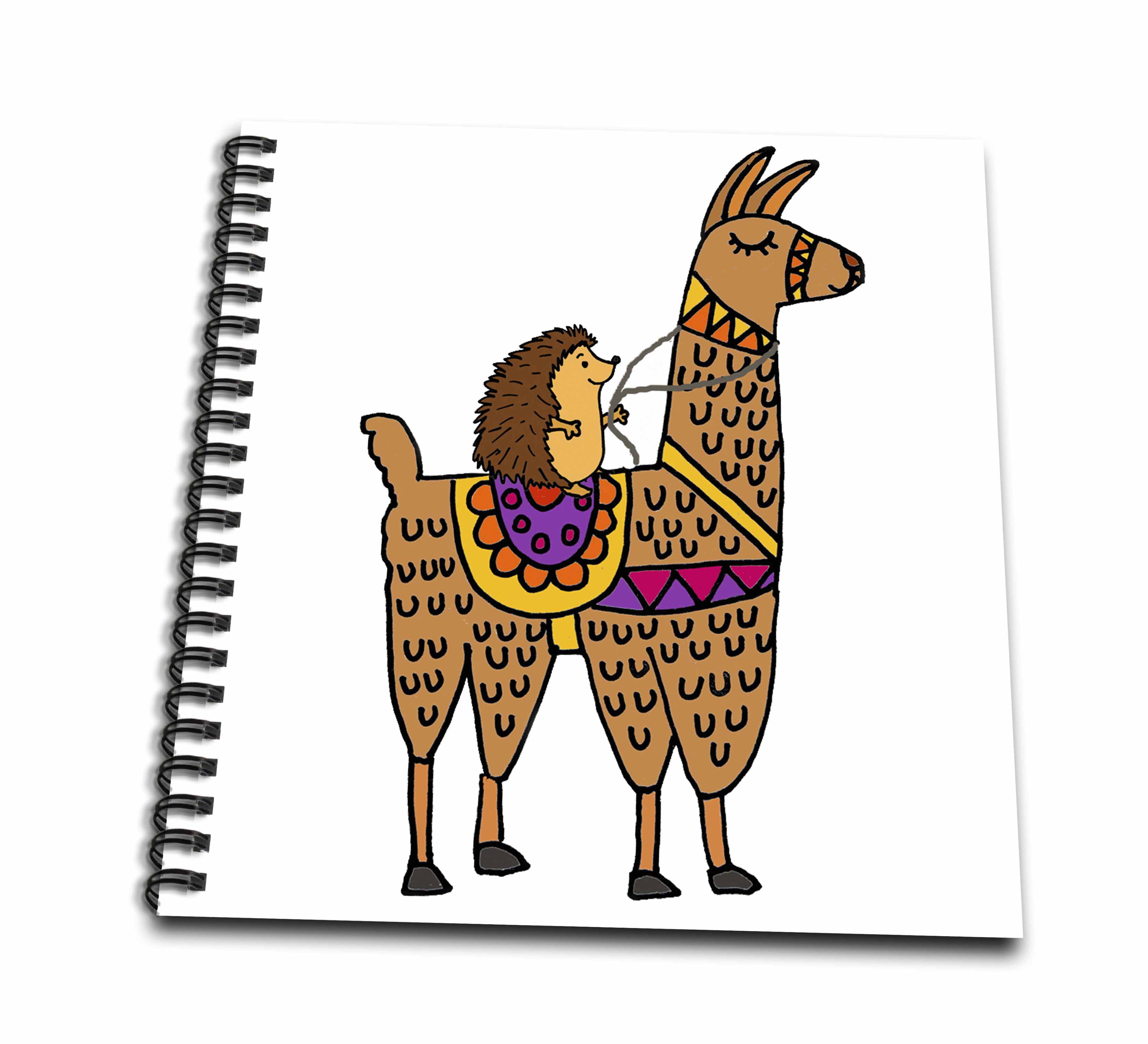 Funny Cool Hedgehog Riding llama Cartoon Memory Book 12 x 12 inch db ...