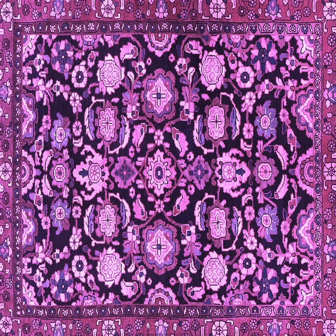 Ahgly Company Indoor Square Persian Purple Traditional Area Rugs, 7 ...