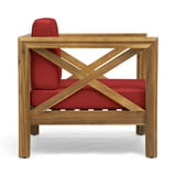 GDF Studio Indira Outdoor Acacia Wood Club Chair with Cushion, Teak ...