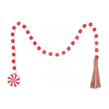 Easter Wood Bead Garland with Tassels,Farmhouse Rustic Natural Wooden ...