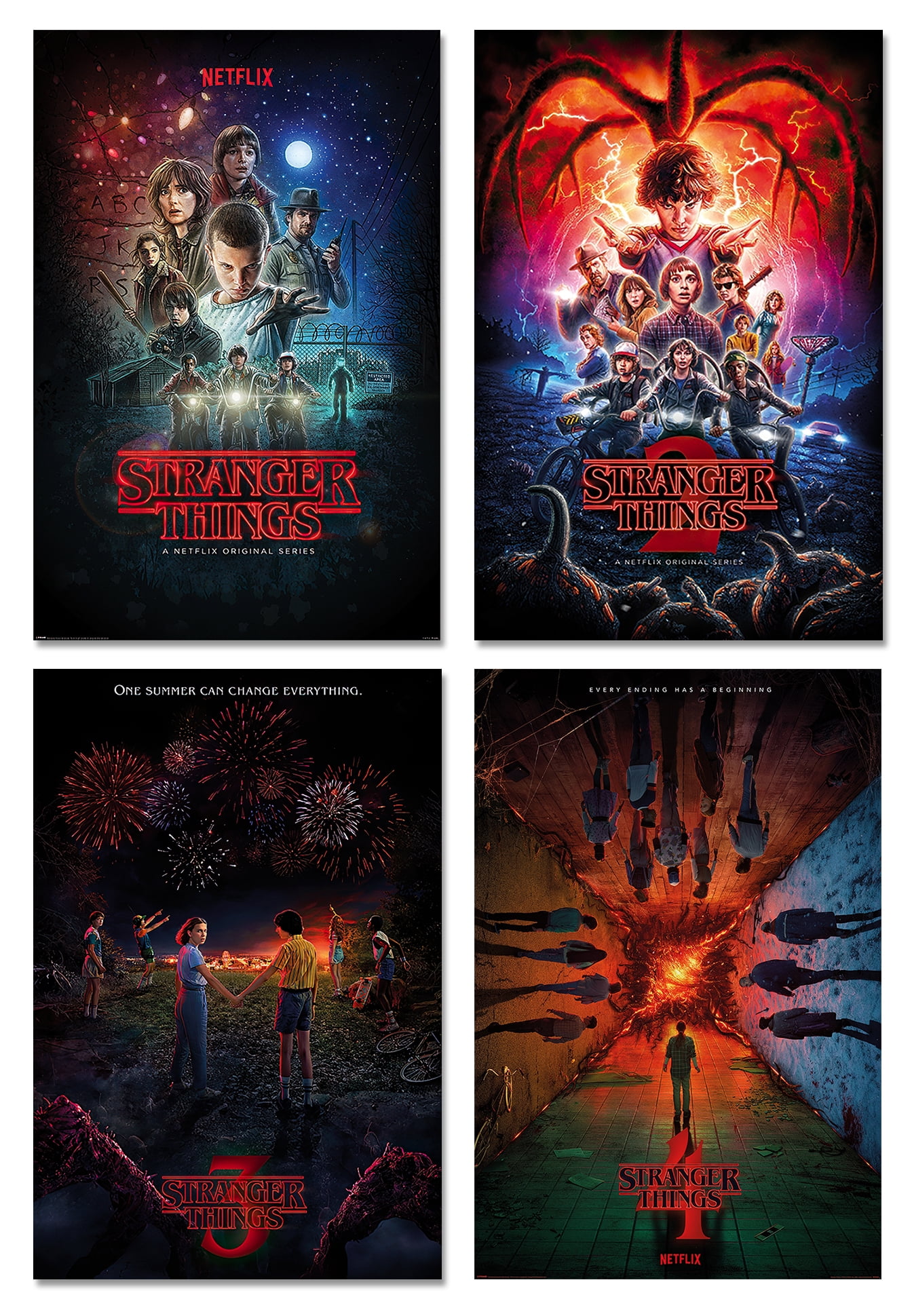 STRANGER THINGS - SEASONS 1, 2, 3 & 4 - TV SHOW POSTER SET (REGULAR ...