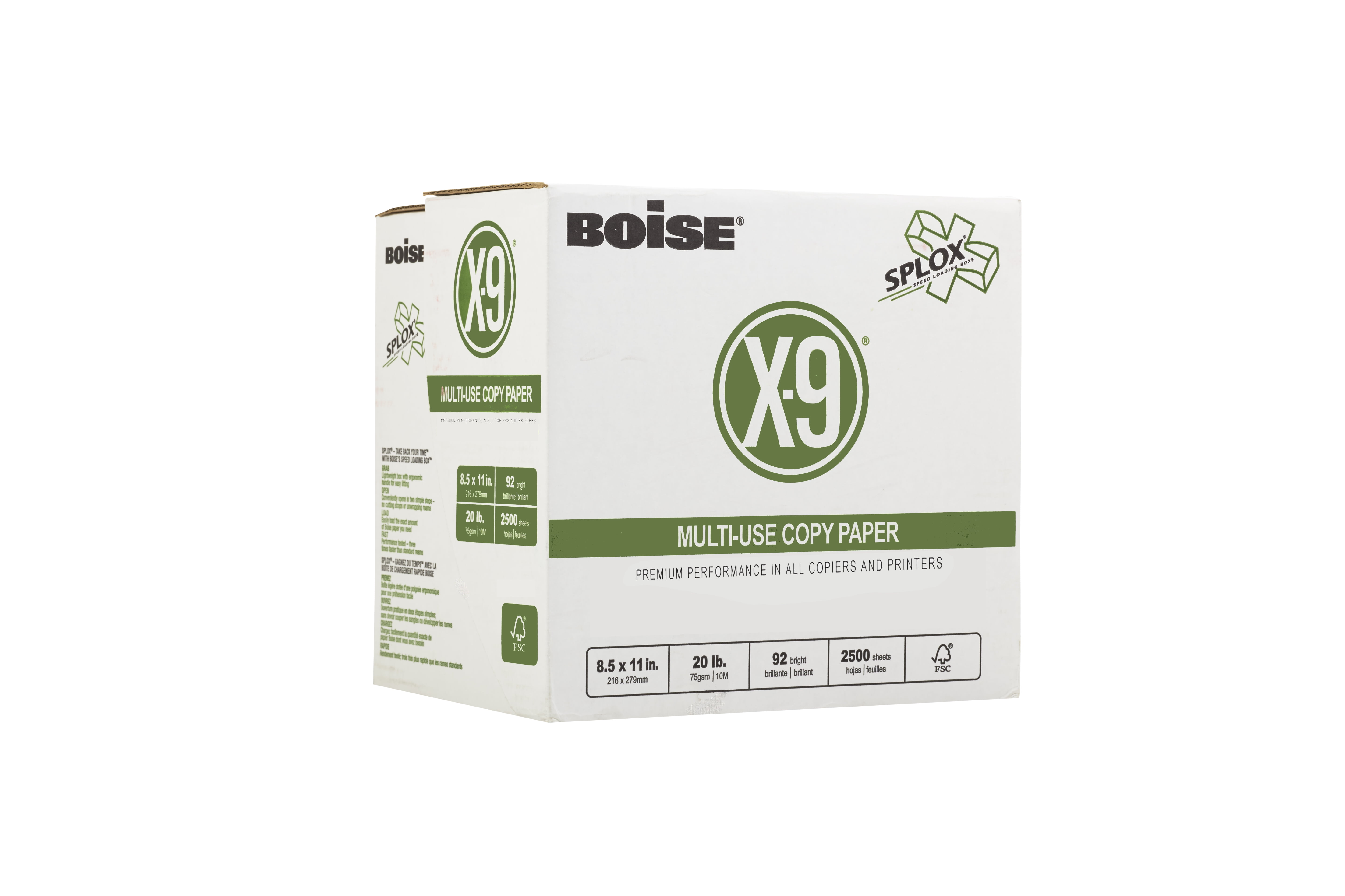 BOISE X-9 Multi-Use Copy Paper, 8.5" x 11" Letter, SPLOX Speed Loading ...