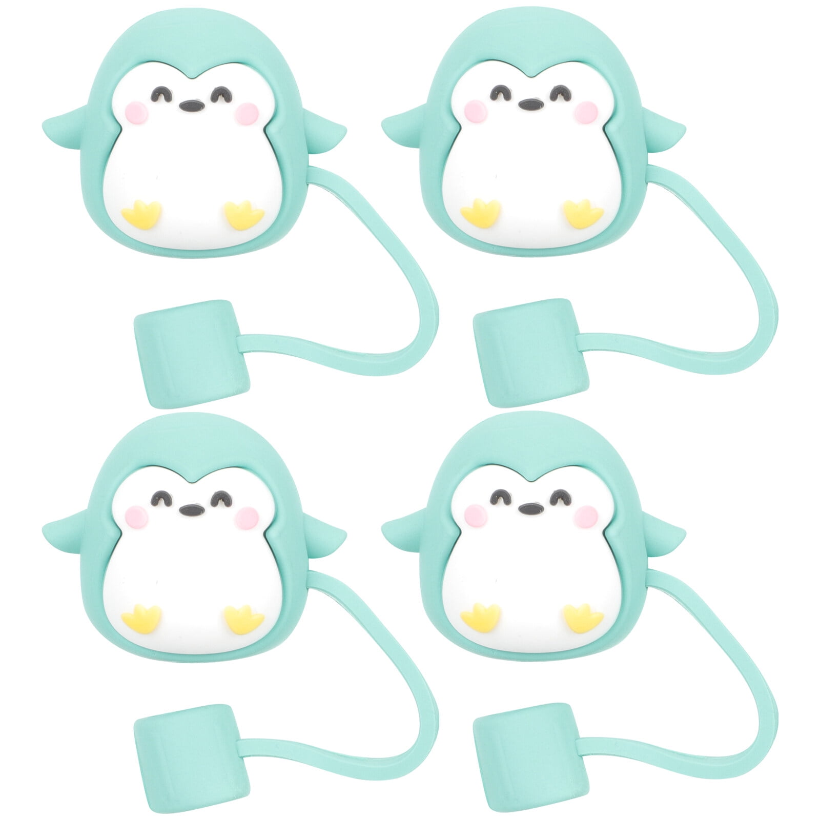 4Pcs Penguins Straw Protectors Cartoon Straw Covers Silicone Straw ...