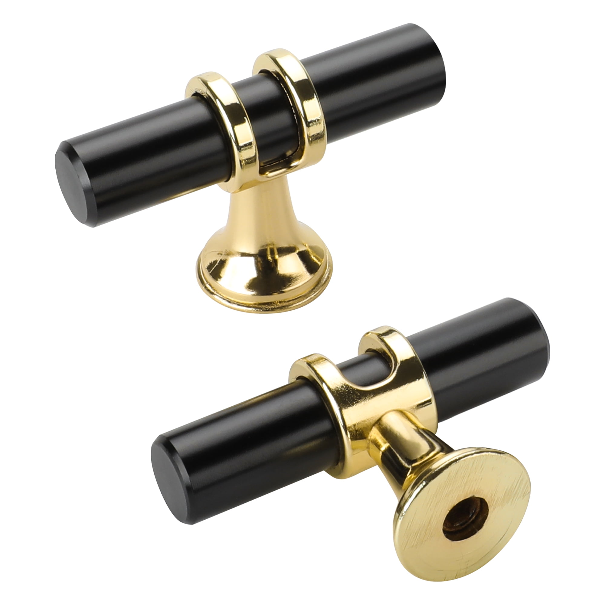 Goldenwarm 15 Pack Black Cabinet Knobs, Black+Gold Cabinet Knobs ...