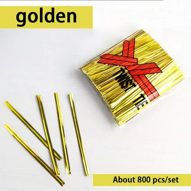 800pcs 6/8/10cm Gold/silver Metallic Twist Ties Wire Sealing Binding Wire For Plastic Lollipop ...