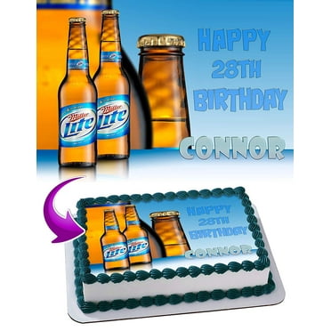Miller Lite Beer Edible Image Cake Topper Personalized Birthday Sheet ...