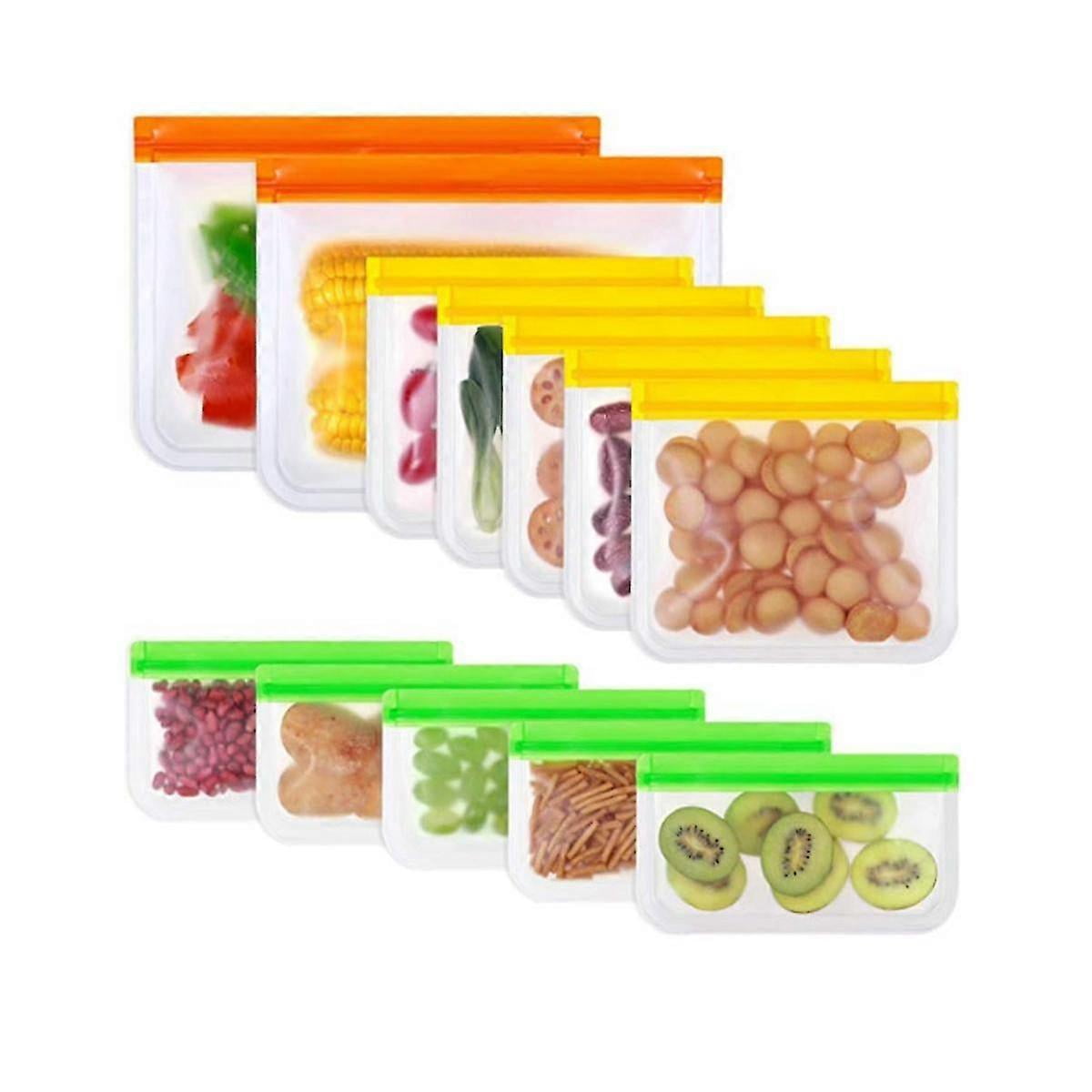 Reusable Storage Bags - 12 Pack Leakproof Freezer Bags Free Reusable ...