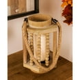 DecMode Beige Reclaimed Wood Beaded Decorative Candle Lantern - Walmart.com