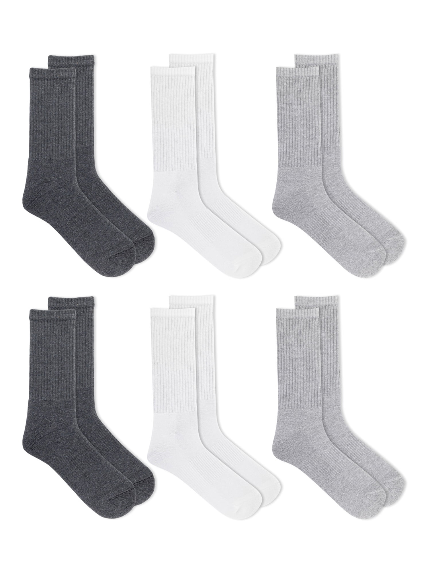 Athletic Works Men's Crew Socks, 6-Pack - Walmart.com