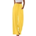 Costeam Womens Drawstring Elastic Waist Wide Leg Pants with Side ...