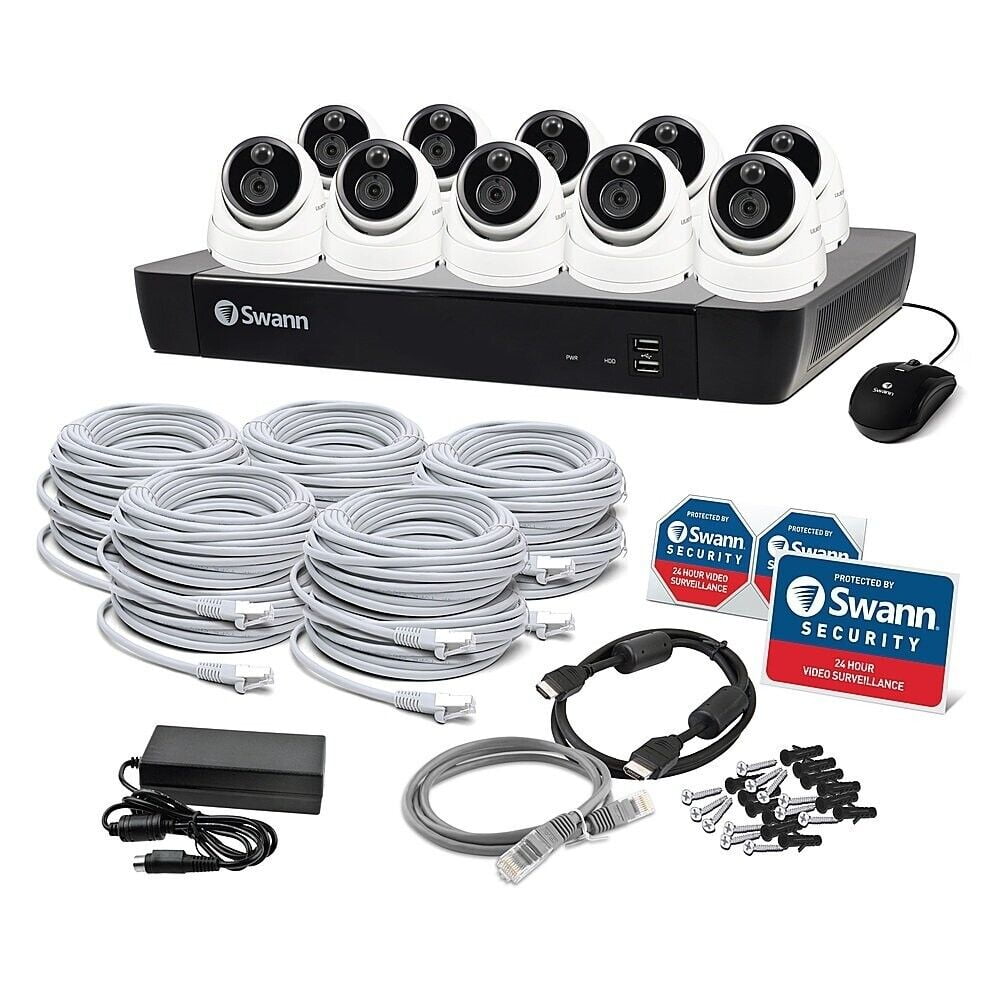 Swann - Master Series 16-Channel, 10 Dome Camera, Indoor/Outdoor PoE ...