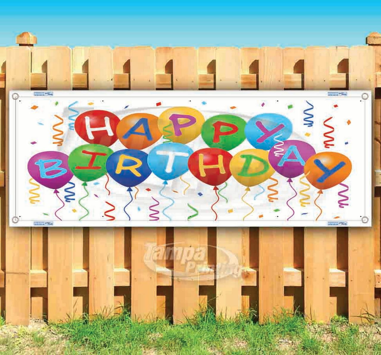 Happy Birthday 13 oz Vinyl Banner With Metal Grommets - Walmart.com