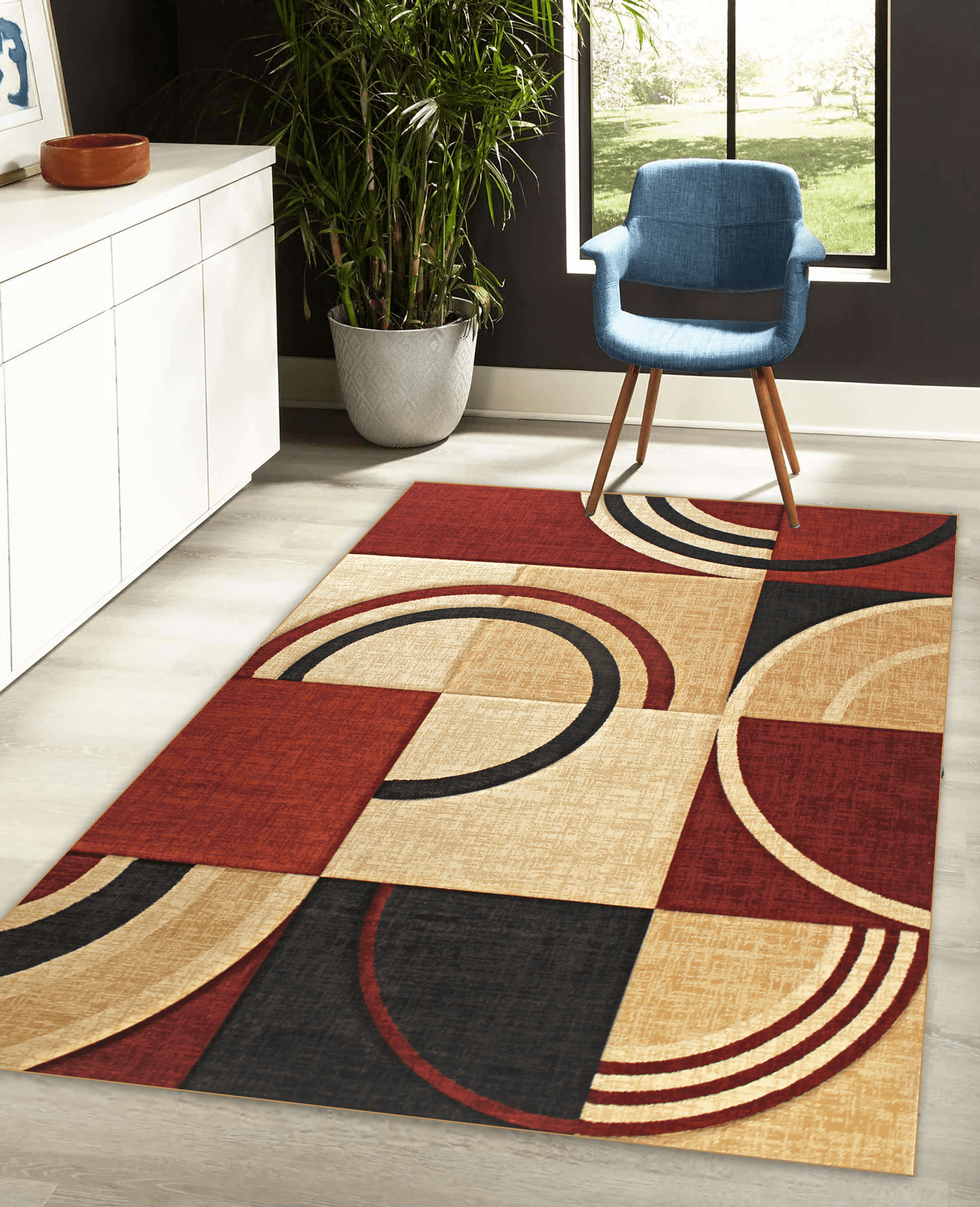 Chester Abstract Red/Brown Area Rug - Walmart.com