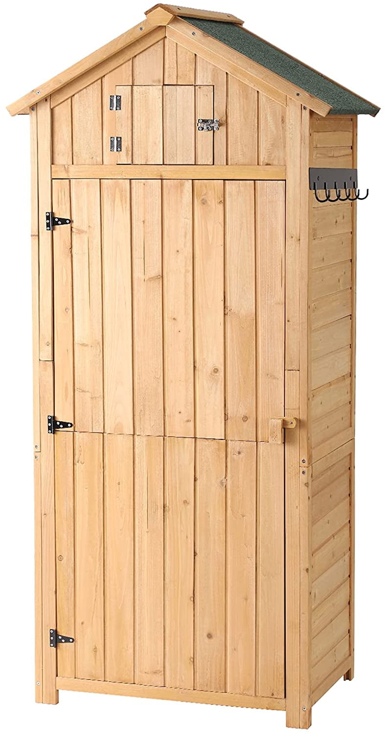 LVUYOYO Garden Storage Shed - Outdoor Wooden Tool Storage Cabinet ...