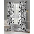 Black Line Dog Cat Sheer Curtains for Living Room Bedroom Cartoon Cute ...
