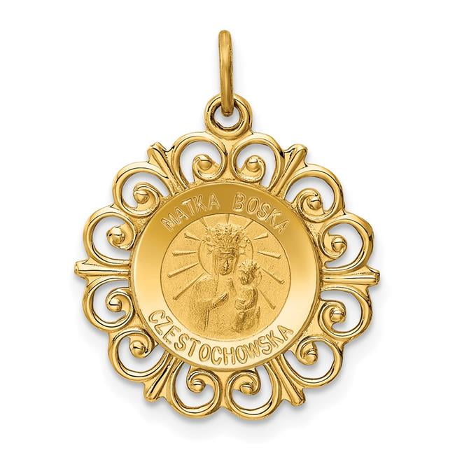 Finest Gold 14K Yellow Gold Matka Boska Medal Charm - Walmart.com