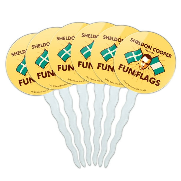 Big Bang Theory Sheldon Cooper Fun with Flags Cupcake Picks Toppers ...