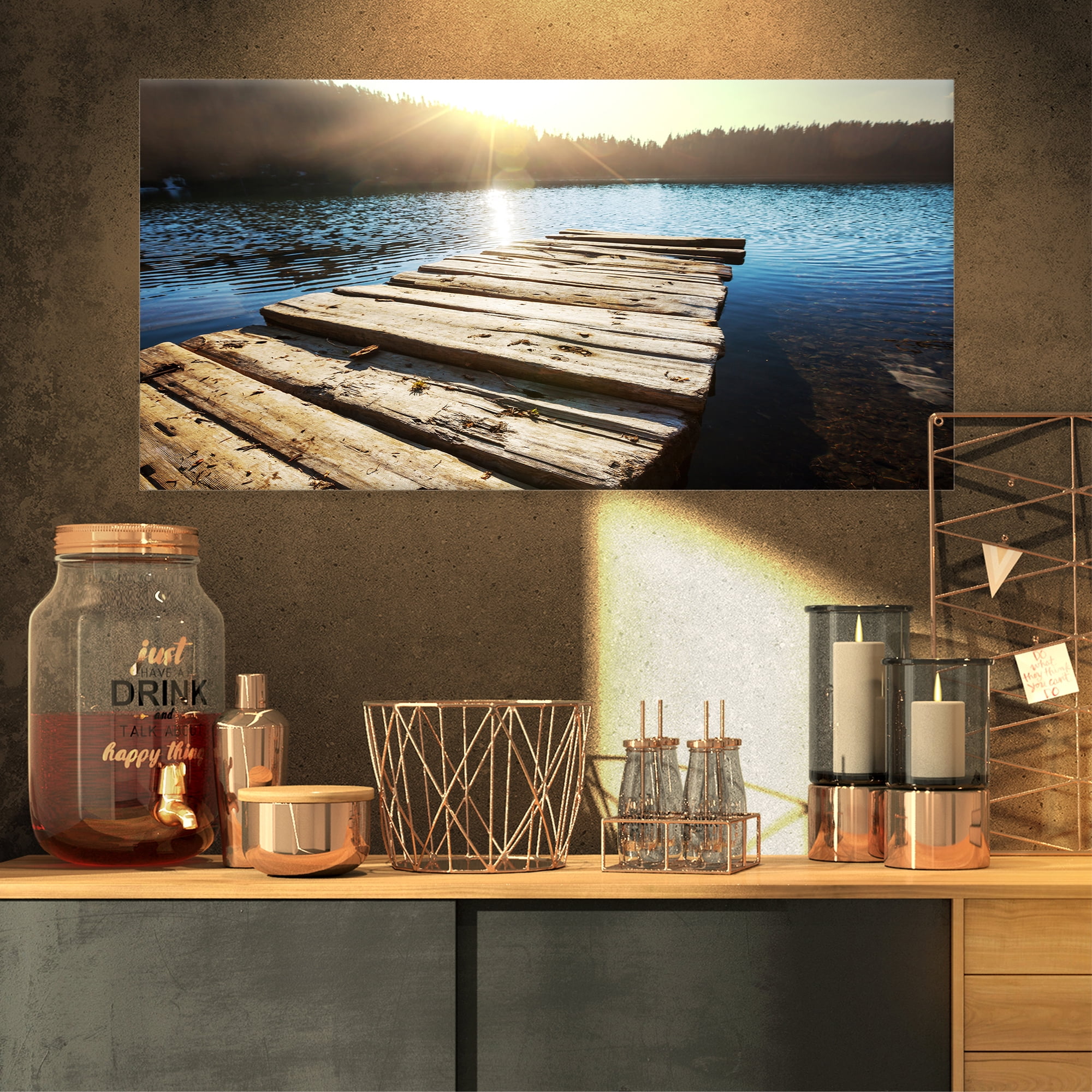 Click here for Designart Large Wooden Pier Into The Lake - Seasho... prices