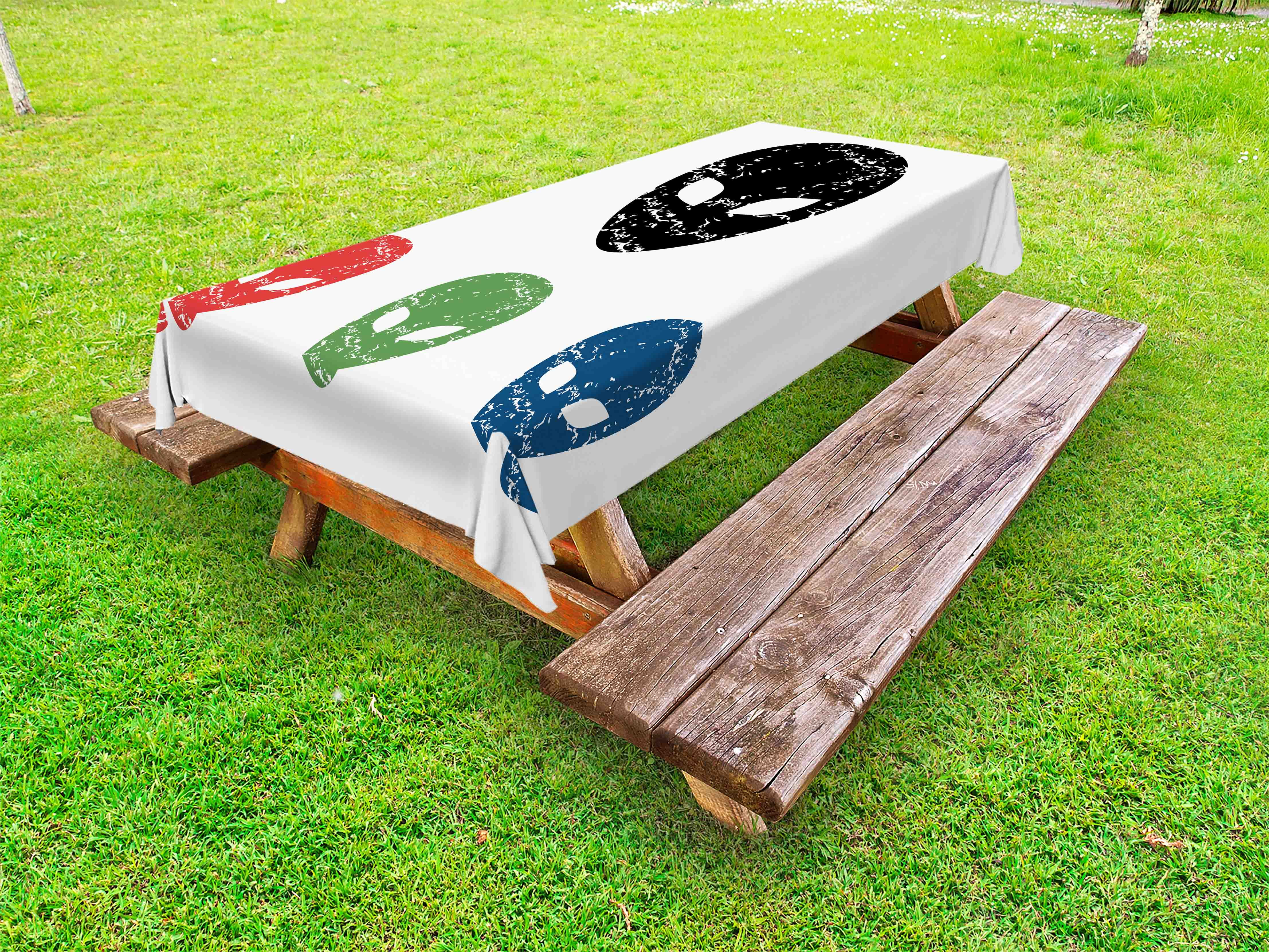 Outer Space Outdoor Tablecloth, Grunge Illustration of a Surreal Alien ...