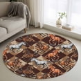 4ft Round Rug Vintage Gray Brown Horses Area Rugs for Living Room ...