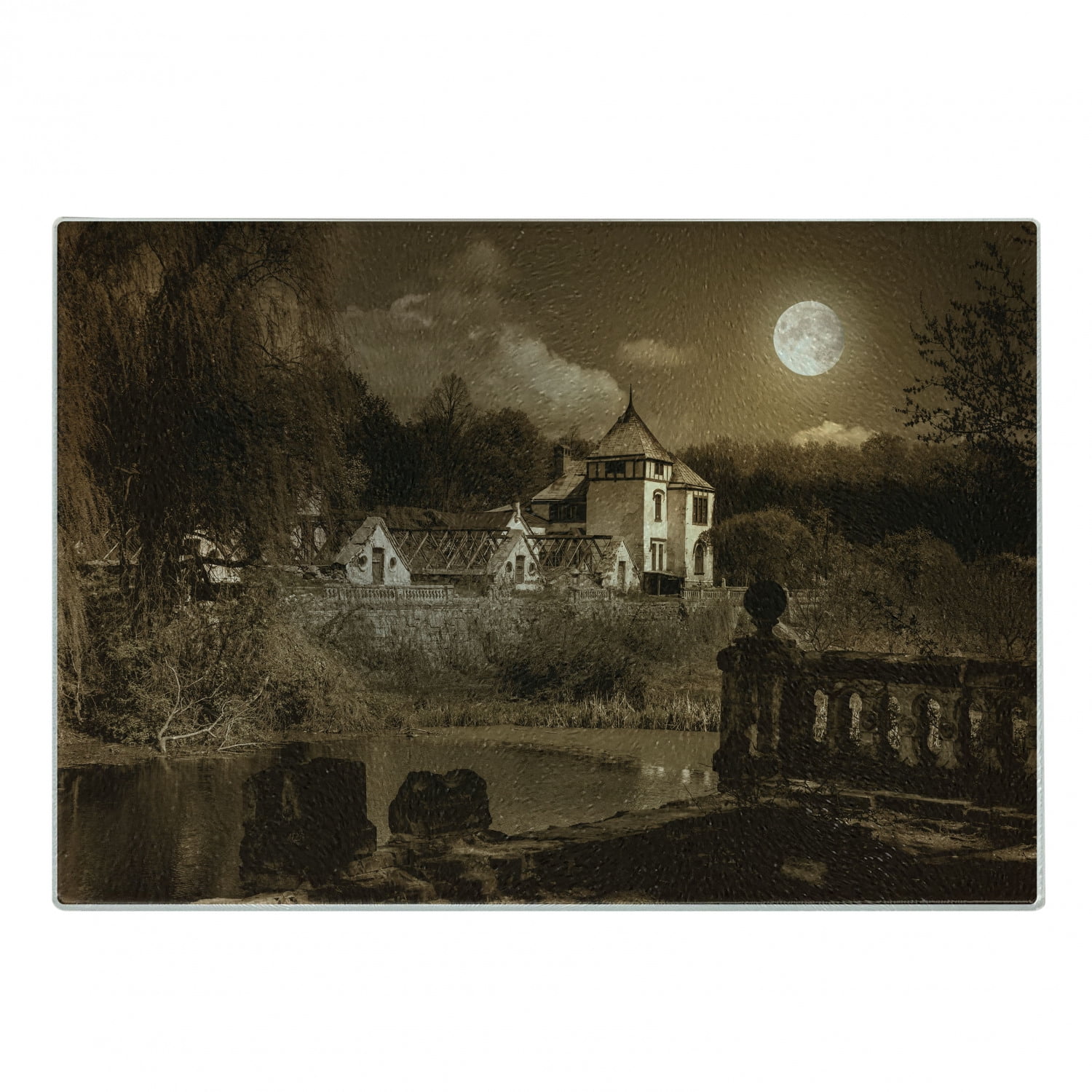 Gothic Cutting Board, Photo of Old Medieval Myst House in Retro Vintage ...