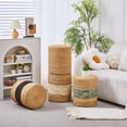 2Pcs Pouf Ottomans, Natural Seagrass Foot Stool, Hand Weaving Round ...
