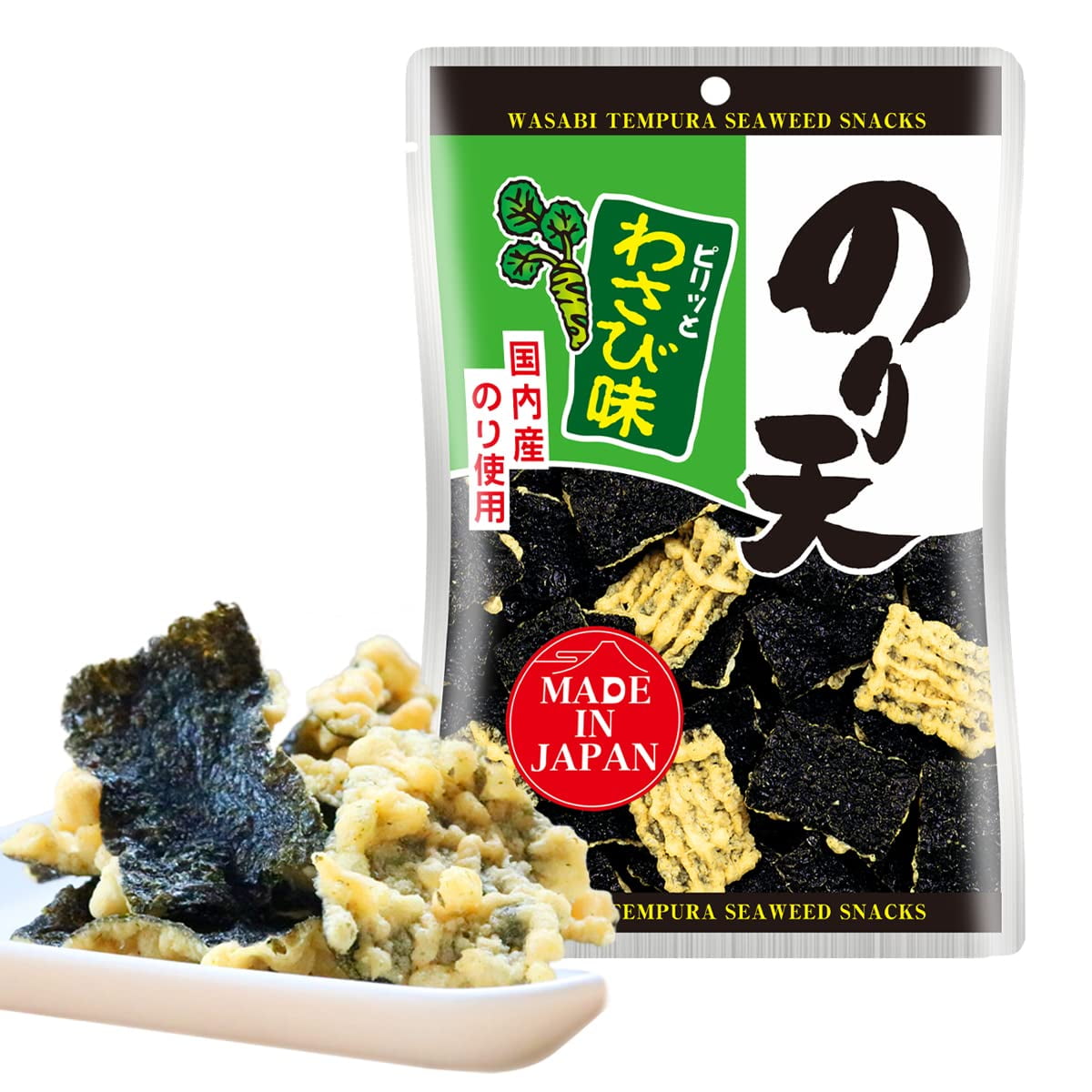 NORITEN Japanese Snacks Tempura Seaweed Snacks Made in Japan (Wasabi, 1 ...