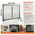 KFFKFF 39"x31.6" Fireplace Screen 2-Panel Iron Mesh Spark Guard Vintage ...
