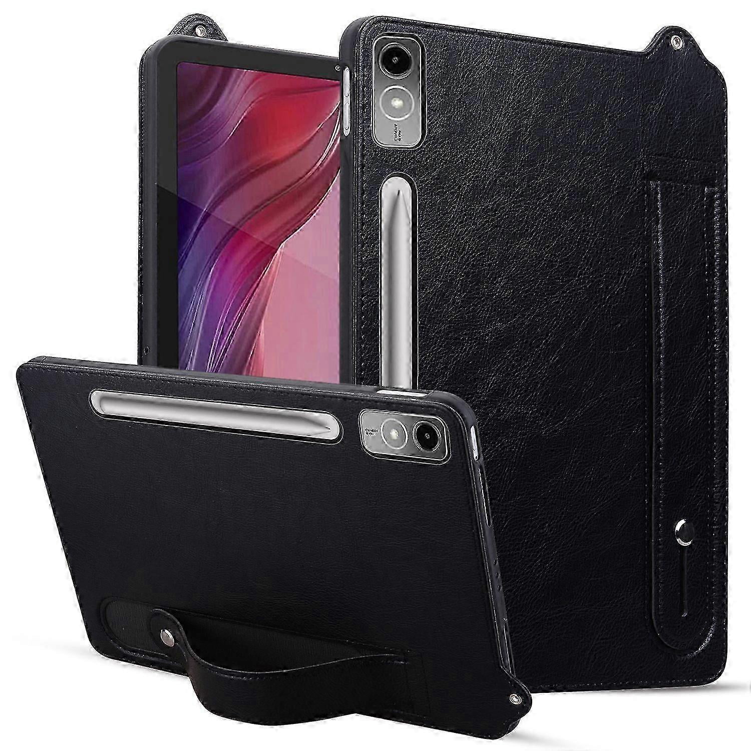 For Lenovo Tab P12 Case Hand Strap Kickstand Leather Tablet Cover ...