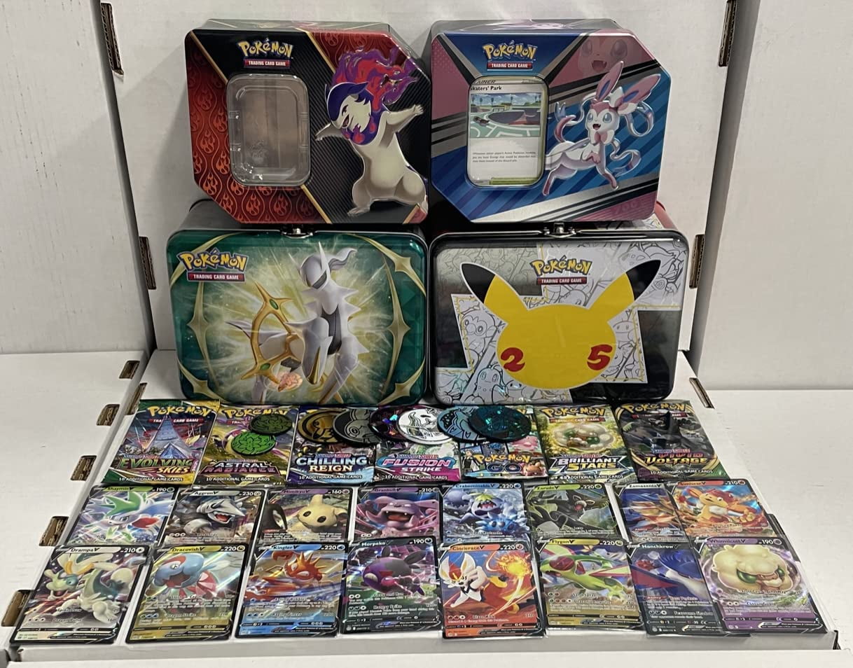 50 Assorted Pokemon Cards in a Pokemon tin - 1 Ultra Rare Card - 1 ...